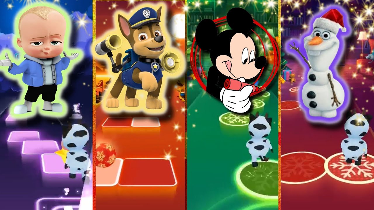 Mickey Mouse Vs Boss Baby Vs Paw Patrol Chase Vs Olaf 🔝 Tiles Hop EDM ...