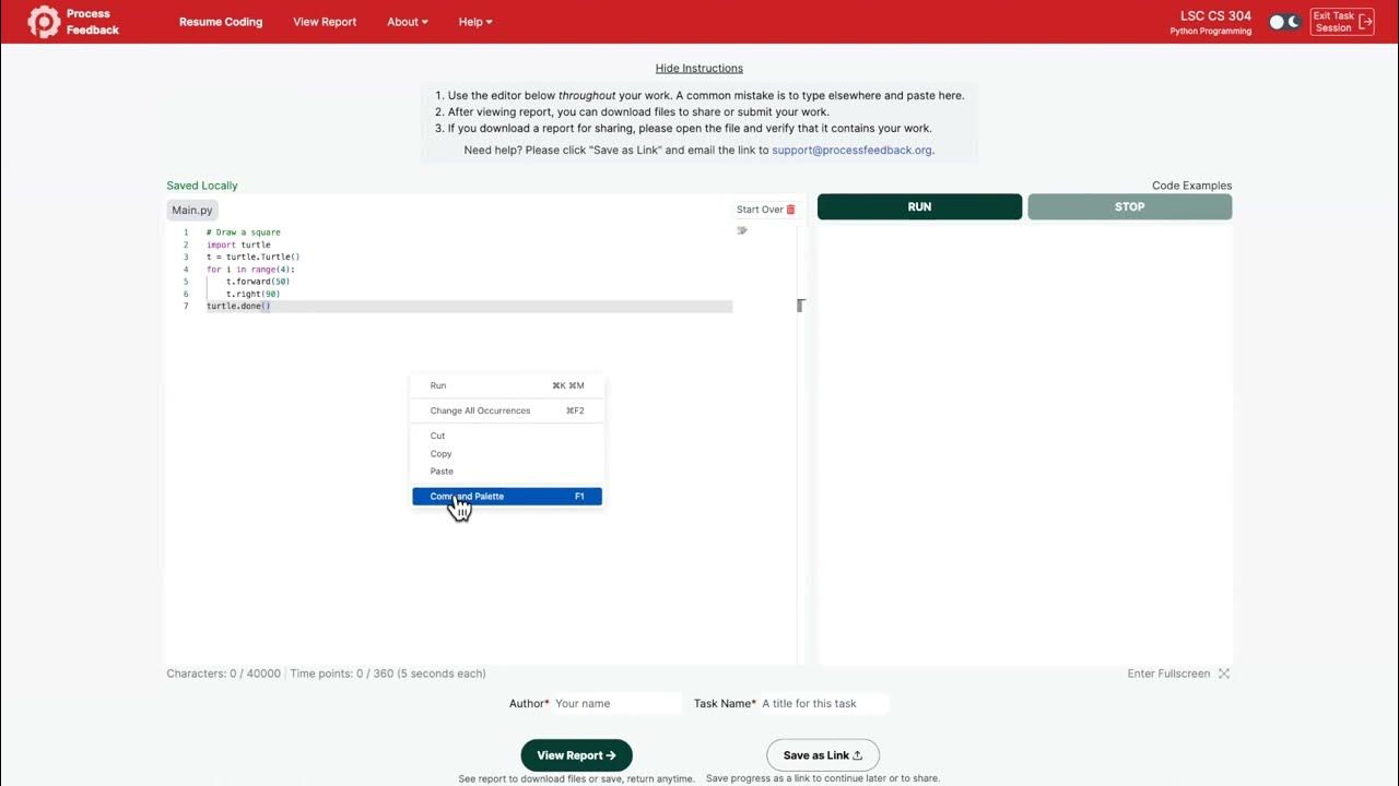 How to use the Python (skulpt) editor in Process Feedback? - YouTube