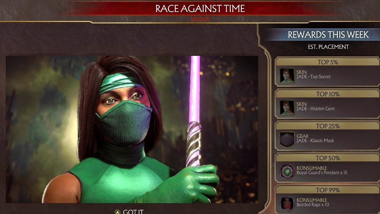 MK11 Klassic Jade MK2 Skins & Mask in Race Against Time - Rewards Week ...
