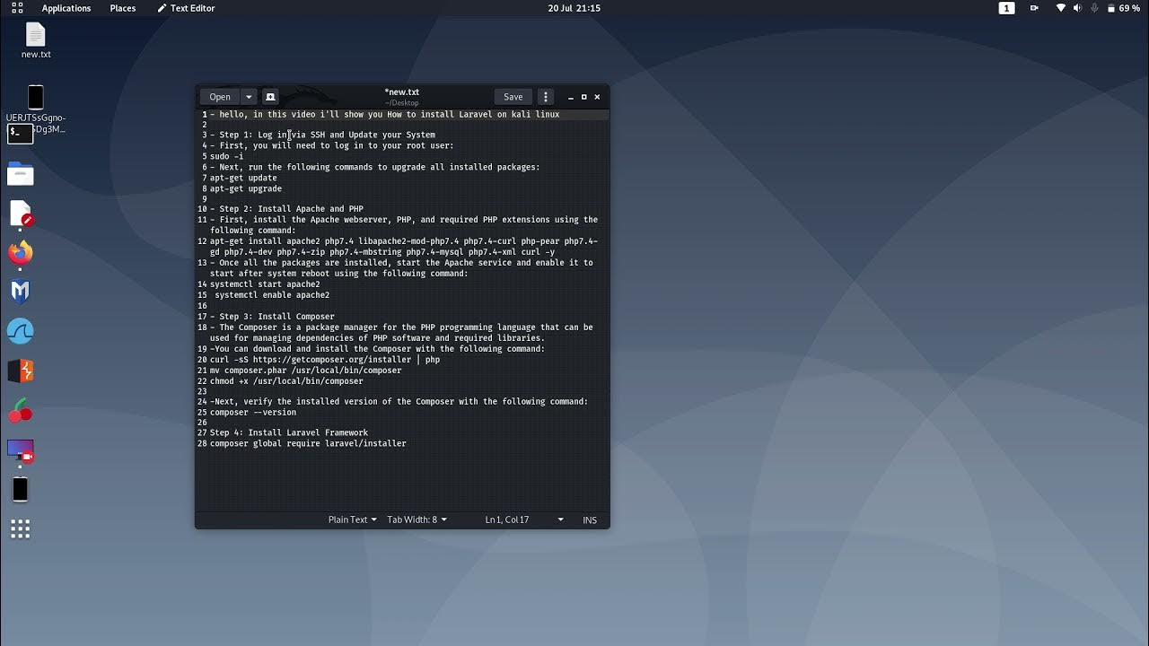 How to install Composer and Laravel 8 on kali linux. - YouTube