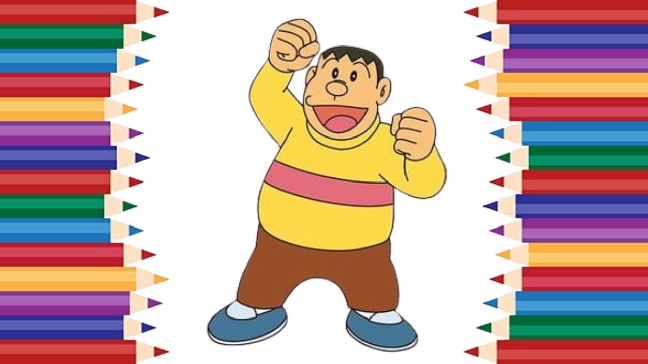 How to color Gyan |Markers and pencil color| coloring Gyan| Doraemon ...