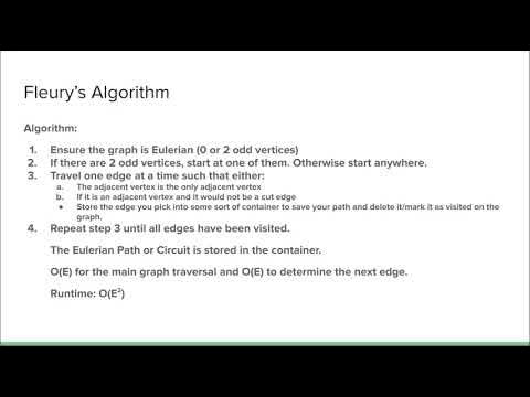 CS141 Fleury's and Hierholzer's Algorithms - YouTube