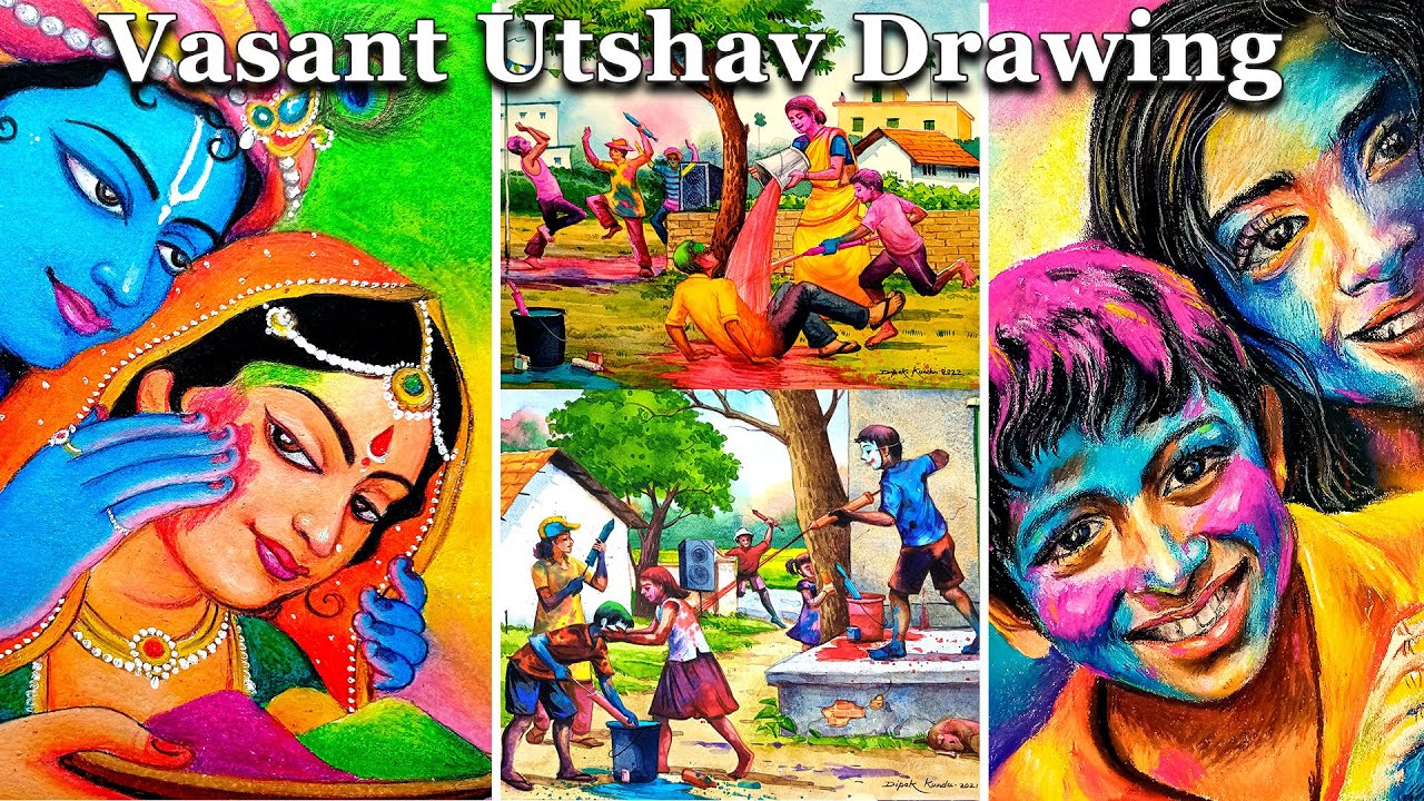 | Vasant Utsav Drawing | Vasant Utsav Drawing Color | Holi Special ...