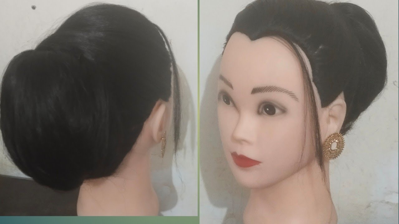 beautiful bun hairstyle // french bun hairstyle // wedding party ...