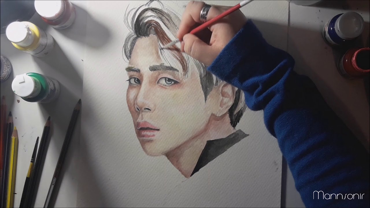 Tribute drawing - Kim Jonghyun [Watercolor - Speed Painting] - YouTube