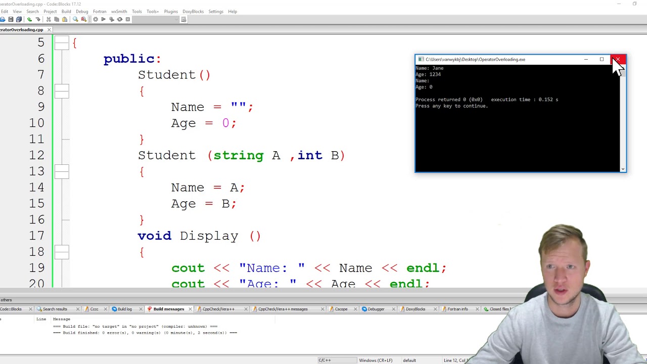 17 C Programming Operator Overloading C Class Youtube