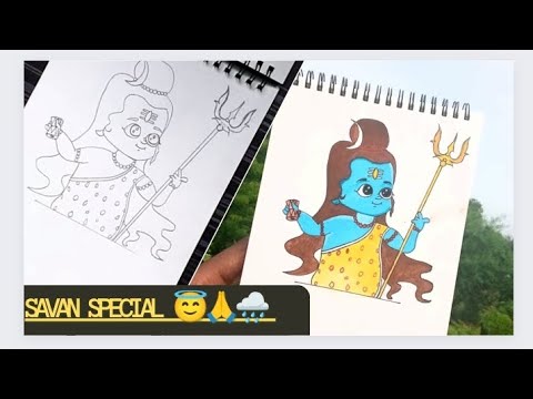 How to draw cute 🥰 Lord Shiva drawing - Step by step || Savan Special ...