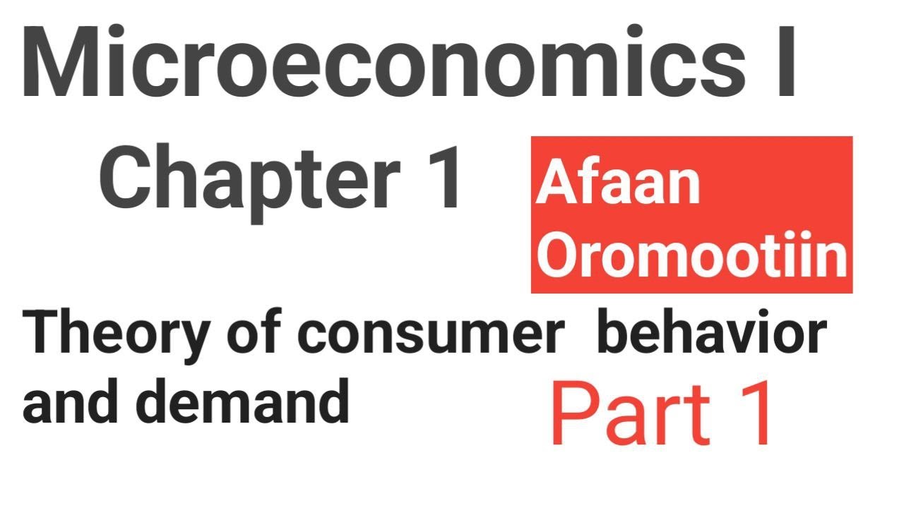 Microeconomics I. Chapter 1. Theory of consumer behavior and Demand ...