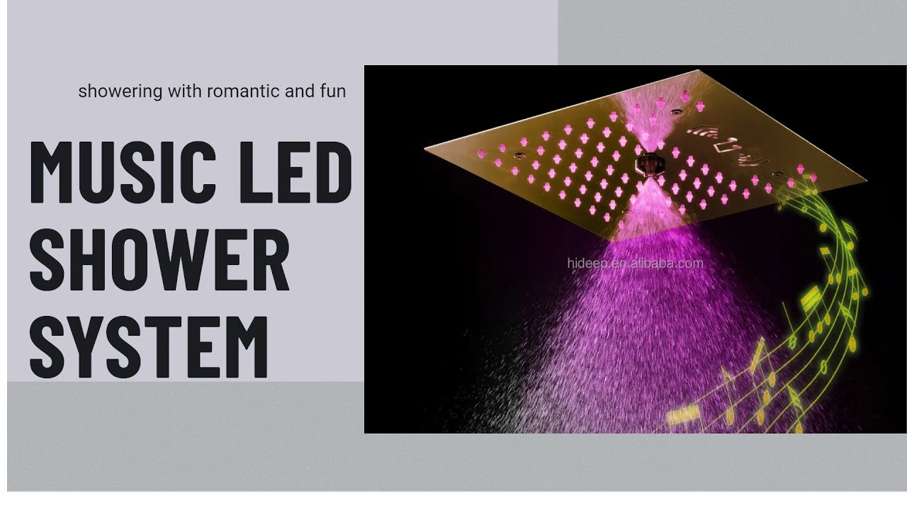 Music Shower System 16 Colors 12 Inches LED ShowerThermostatic Bathroom ...