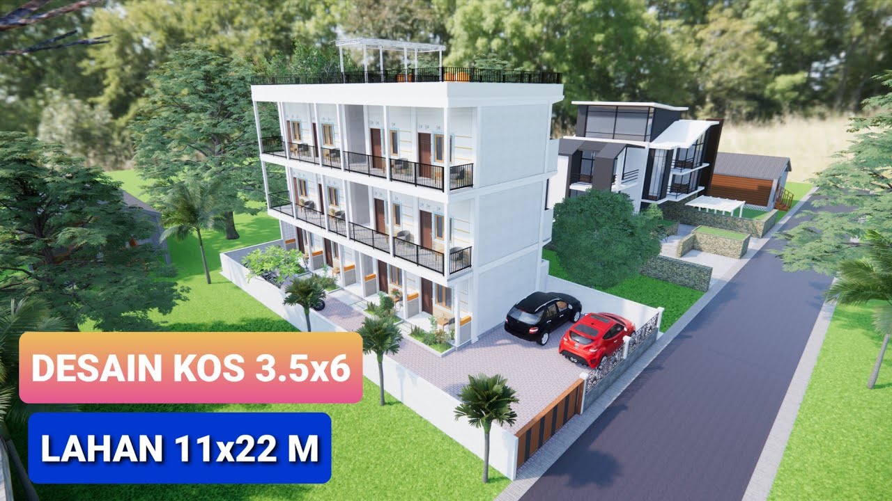 DESAIN KOS KOSAN 3.5 x 6 || Kos 3 Lantai || Dapur, Kamar Mandi Dalam & Jemuran - YouTube