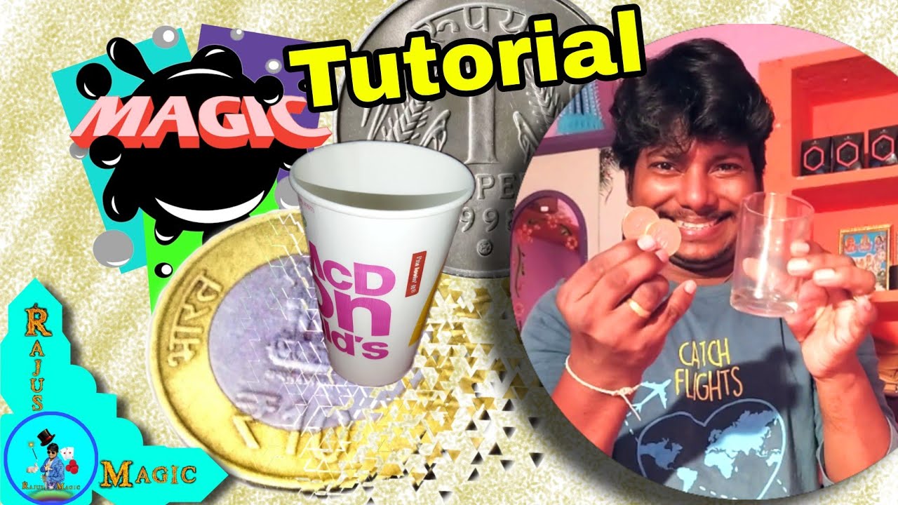 Magic tutorial - teleporting coin into glass magic by Rajus Magic - YouTube