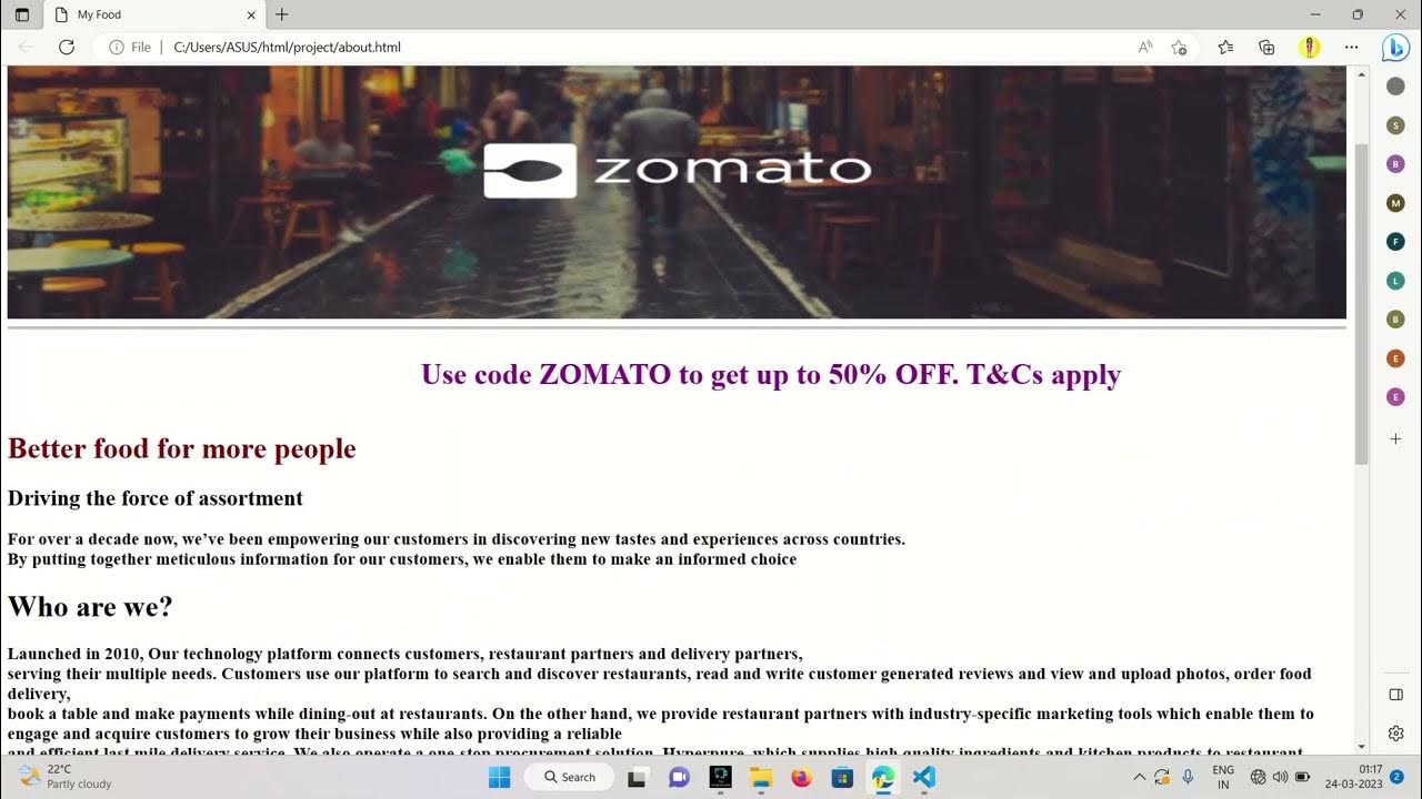 Zomato About Page || HTML About Page || Without CSS - YouTube