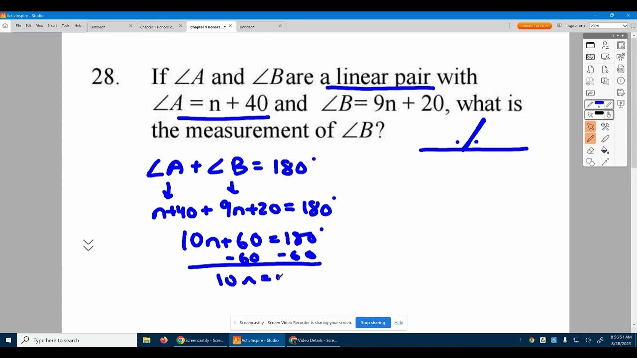 Geometry Chapter 1 Practice Test 2 #28 - YouTube
