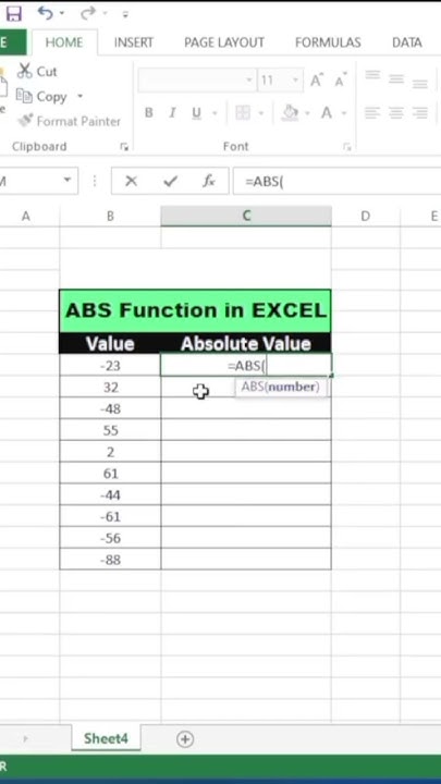 ABS Function in Excel.. Tips & Trick in this Channel #excel #exceltips #exceltricks #shorts ...