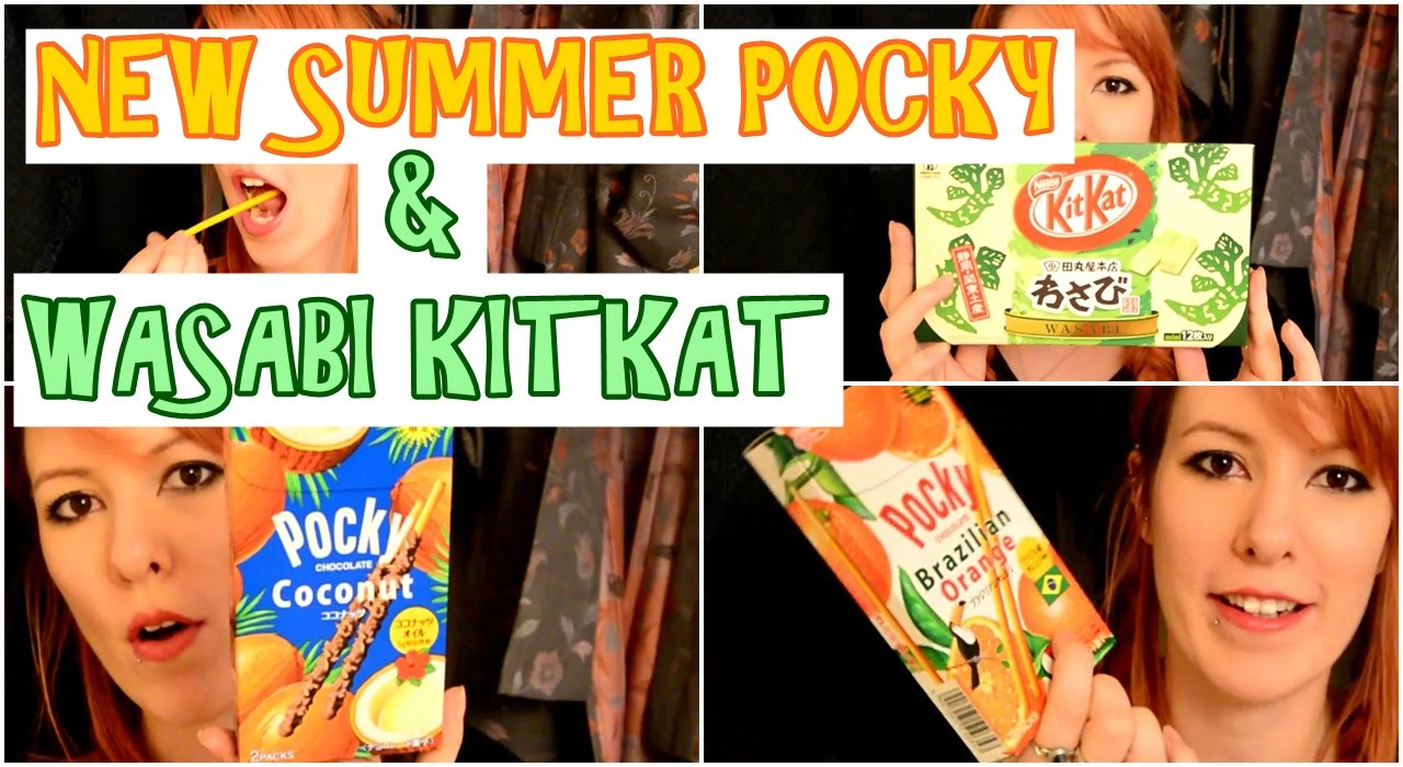NEW SUMMER POCKY & trying wasabi KitKat | 夏ポッキーとわさびキットカット - YouTube