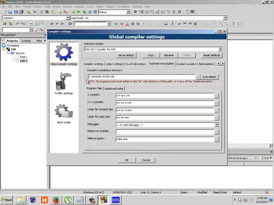 Getting Started with AVR Part-2: Using WinAVR With Code::Blocks to Build AVR Projects - YouTube