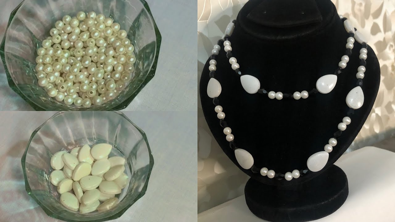 Beautiful Mala Necklace 🤍🖤|| How to make pearl Malaa Necklace at Home ...