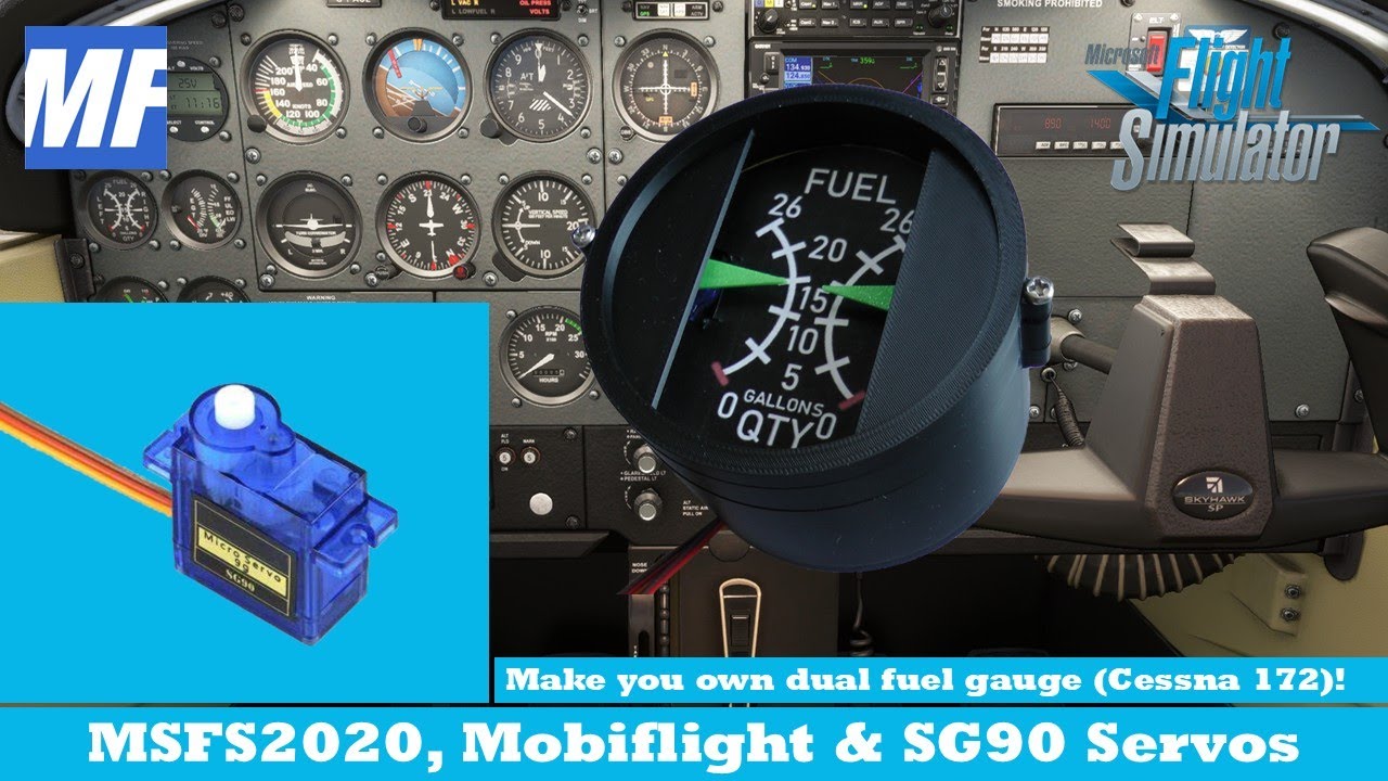 MSFS2020 Mobiflight & Servos - Using 2 x SG90 Servos to Create a Cessna 172 dual fuel gauge ...