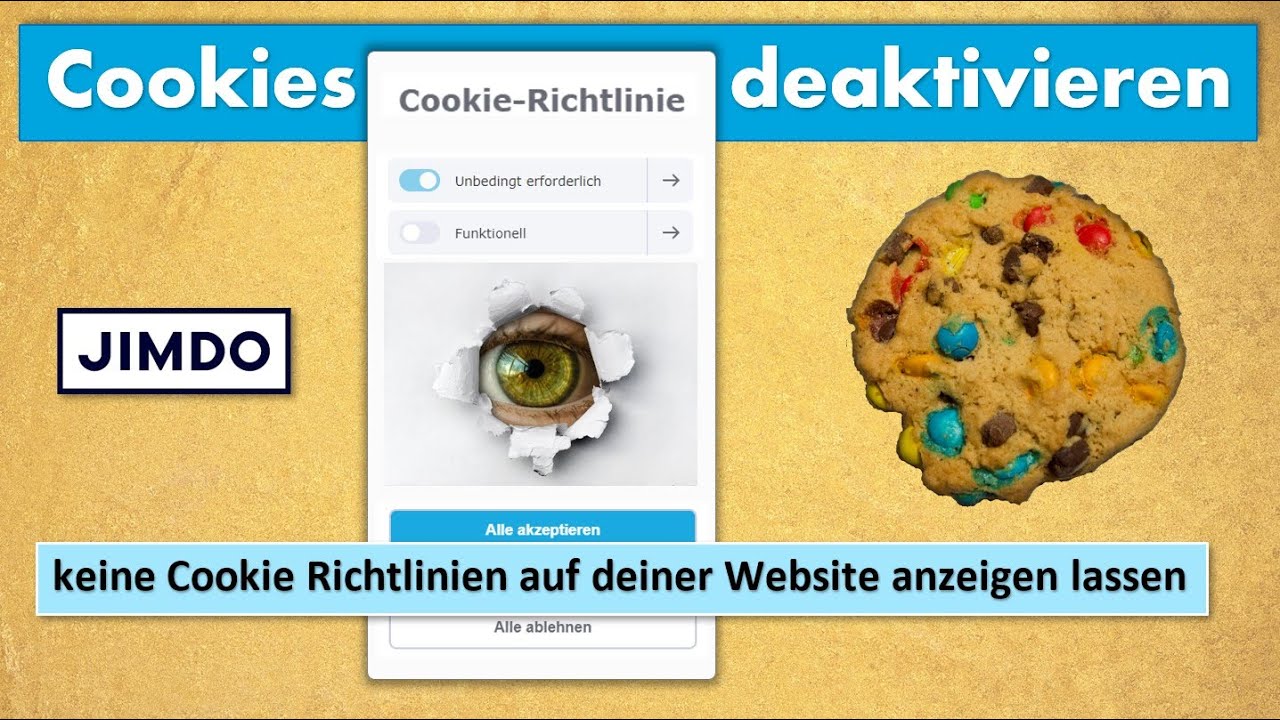 Auf deiner Jimdo Website die Cookie-Richtlinien deaktivieren und kein Popup Fenster anzeigen ...