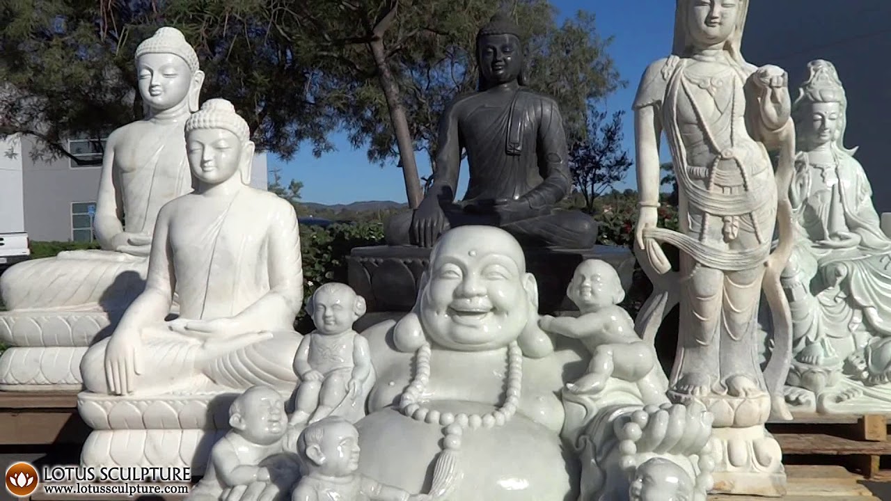 Large Marble Garden Statues of Buddha, Kwan Yin, Fat Happy Buddha www ...