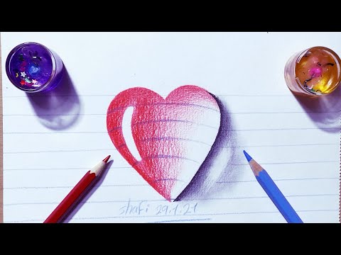 Üç boyutlu kalp çizimi #3 / easy 3d drawing for beginners #3