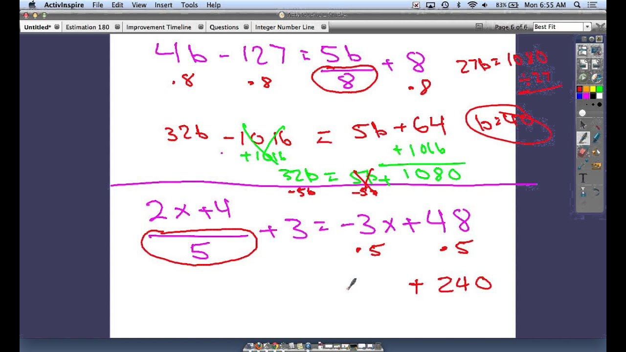 Solving Equations with Division Bars Two - YouTube
