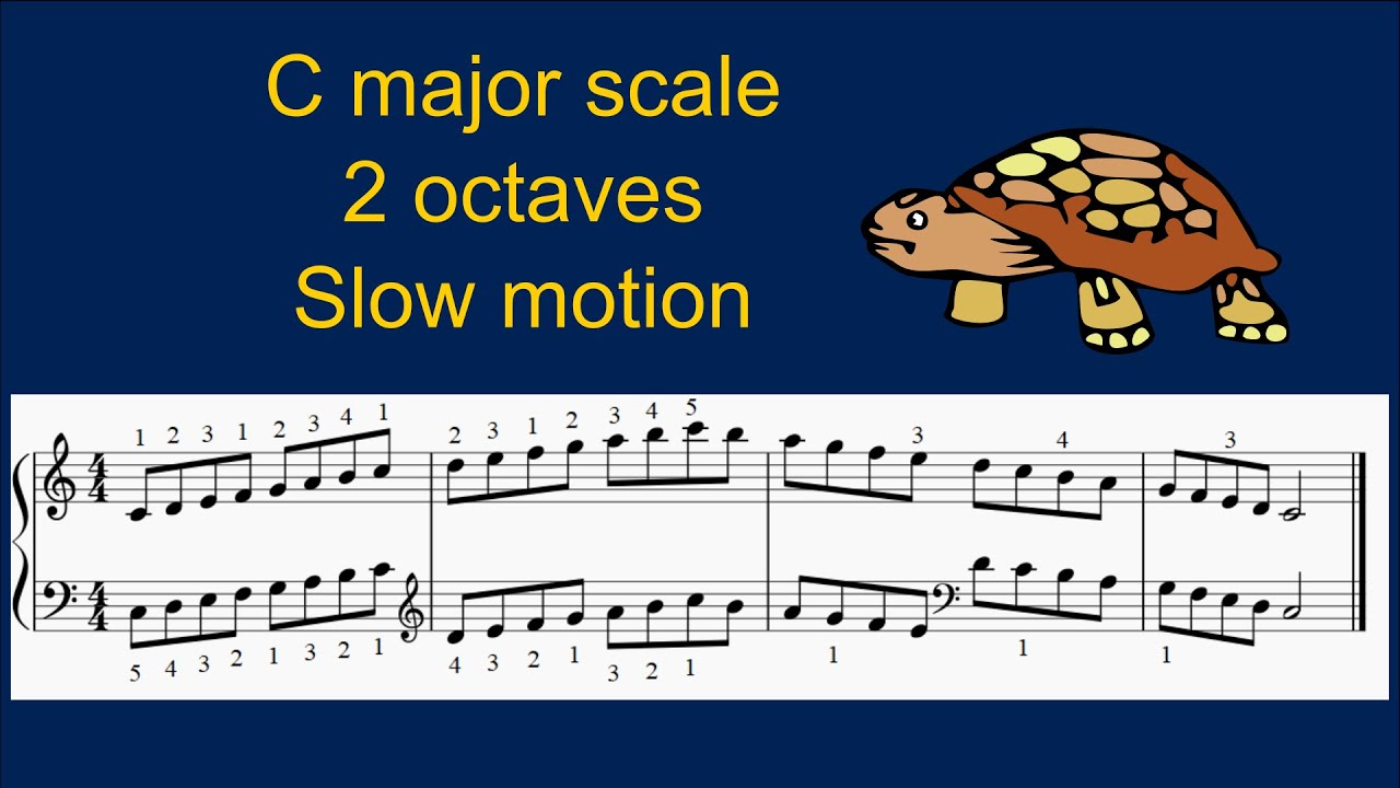 C major scale 2 octaves, slow motion #pianotutorial - YouTube
