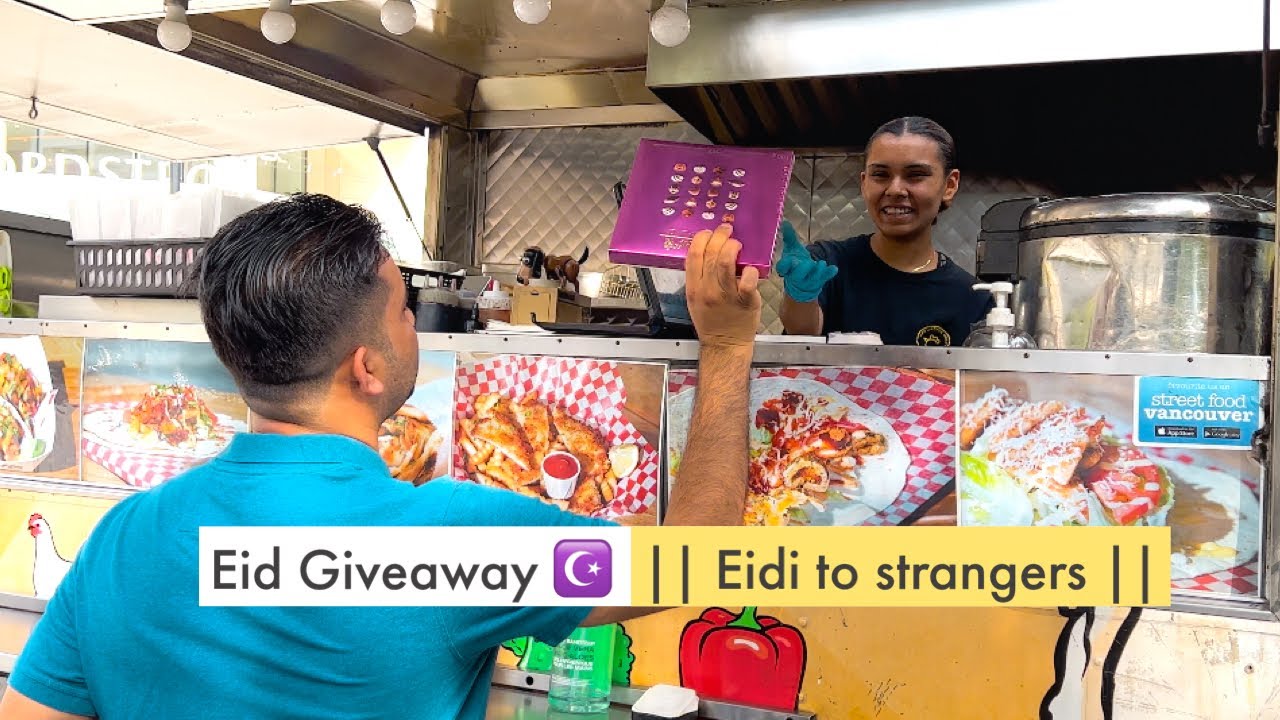 Muslims giving Eid Gifts to strangers | Eidi to Canadians | - YouTube