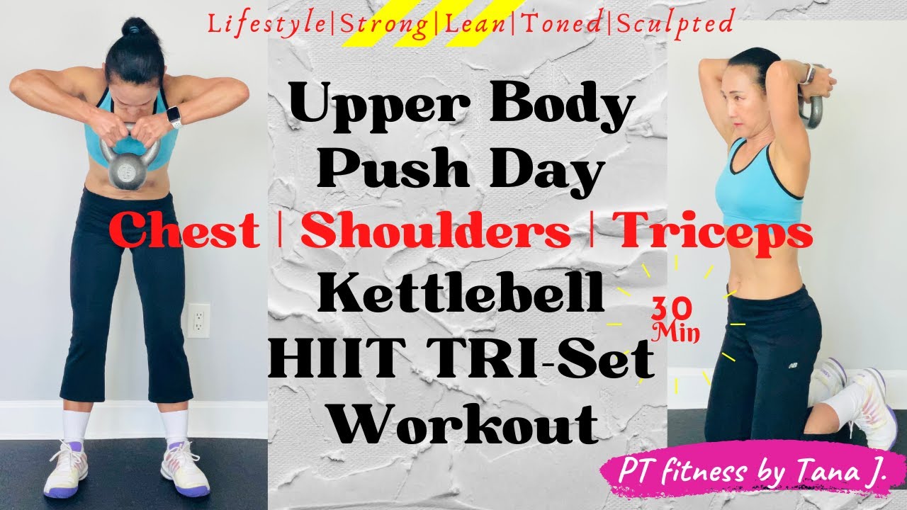 30 Minutes Upper Body Push Day (Chest Shoulders & Triceps) with One ...