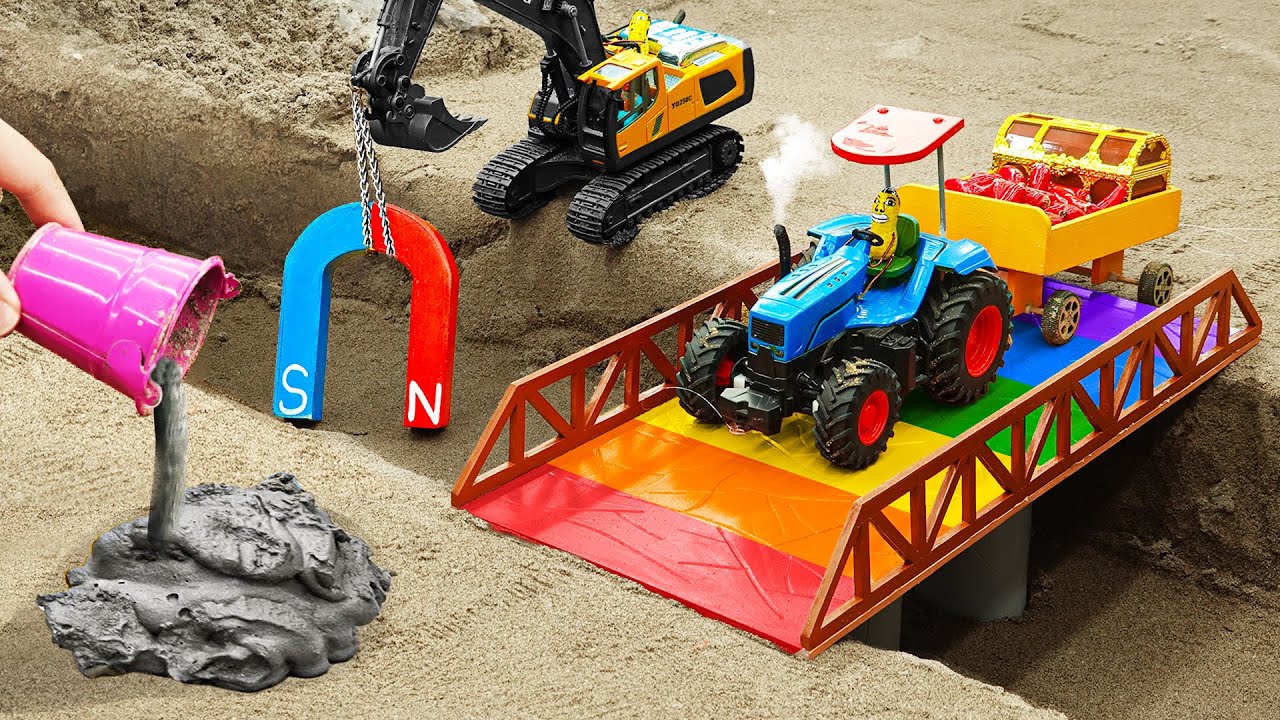 Diy tractor mini making Concrete Bridge Construction | Excavator ...