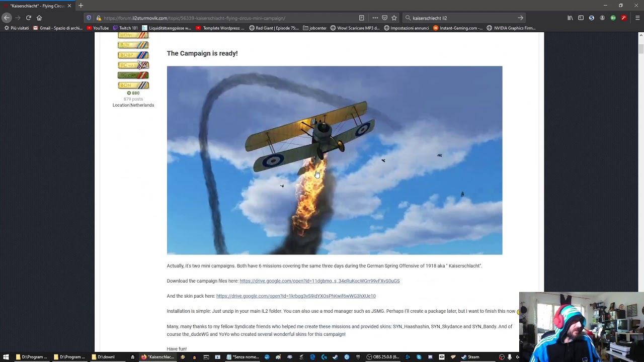 Il-2 Flying Circus 1, ITA, Installare Scripted Campaign. - YouTube