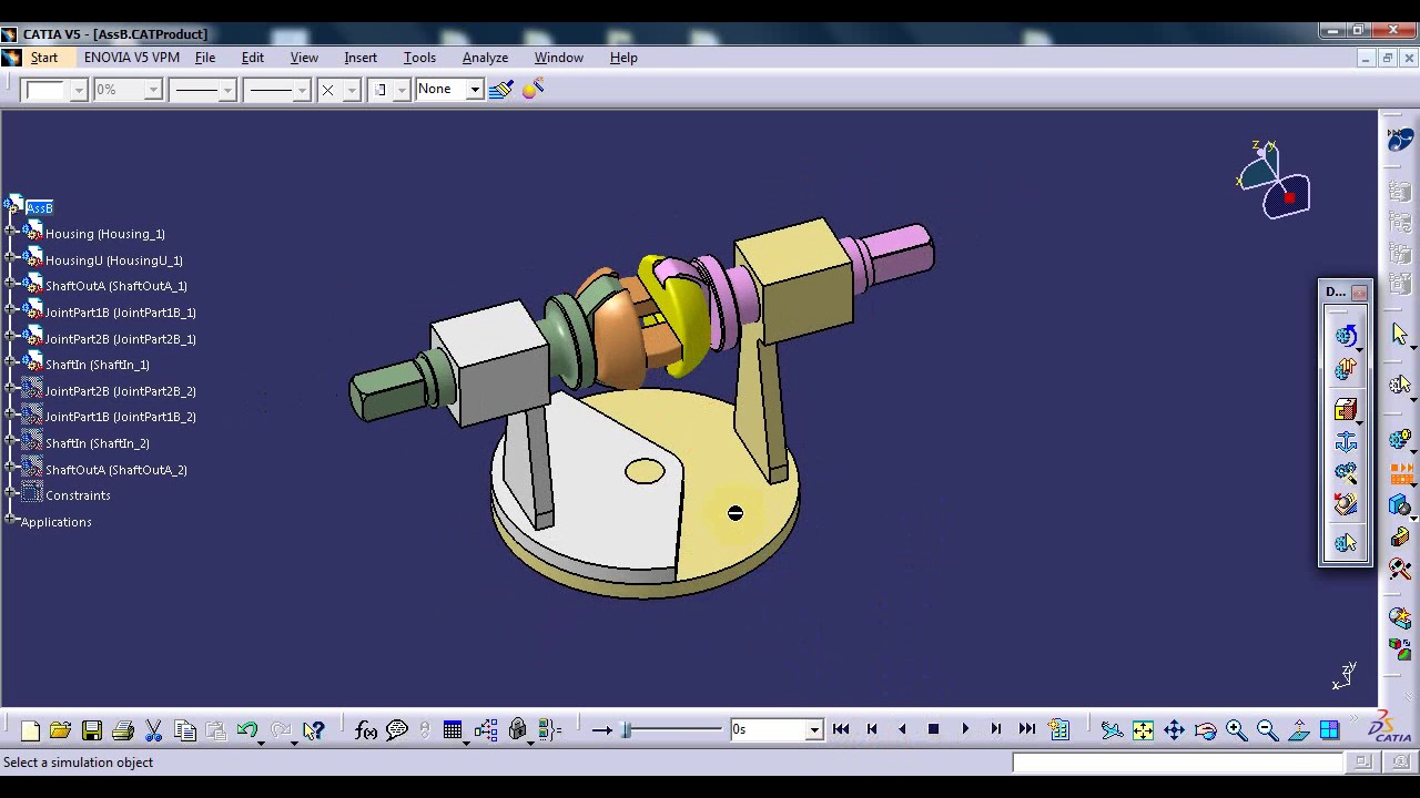 Tracta joint simulation in Catia V5 - YouTube