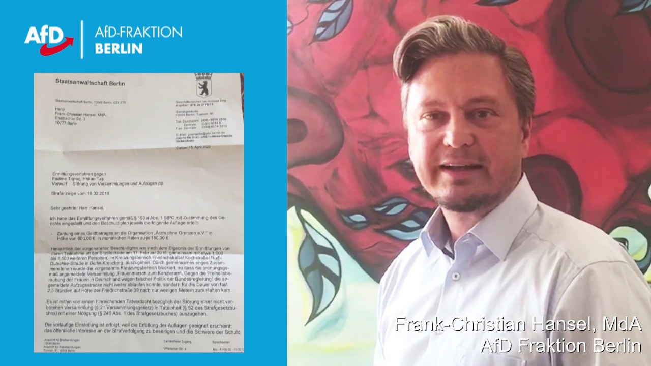 Der Parlamentarische Geschäftsführer der AfD-Fraktion, Frank-C. Hansel ...