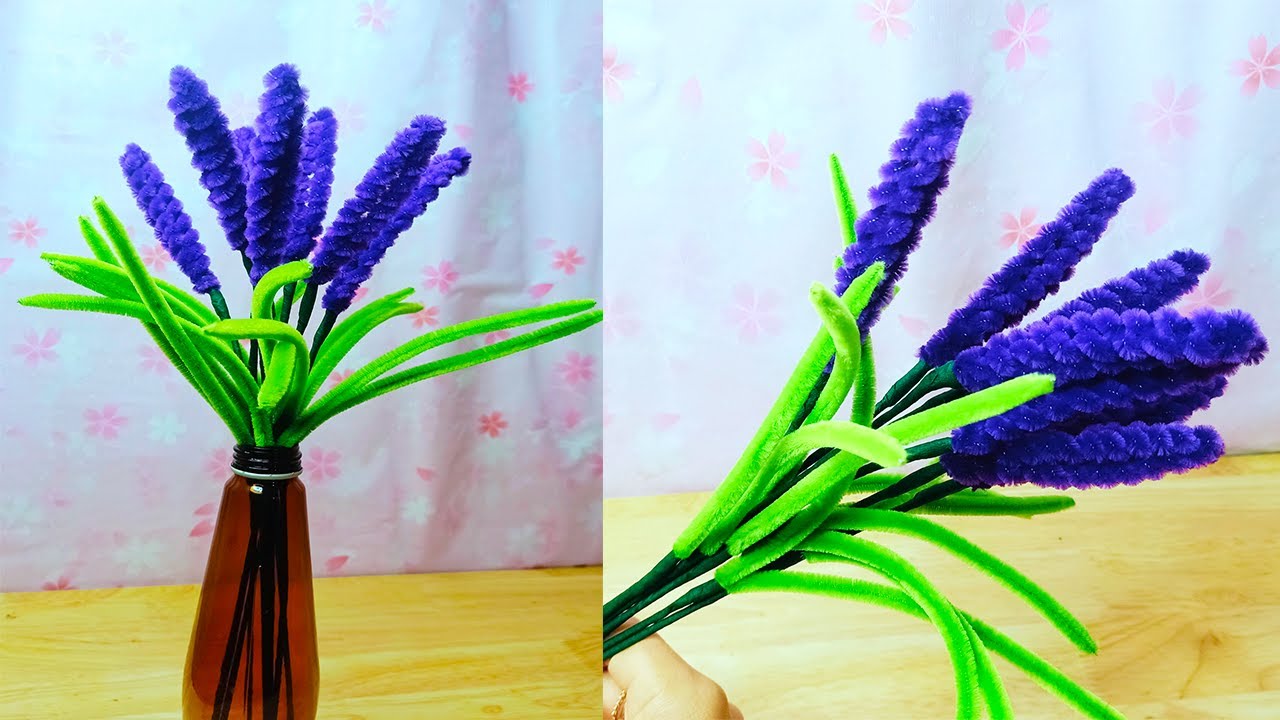 DIY | How to make easy Lavender with Pipe cleaner - YouTube