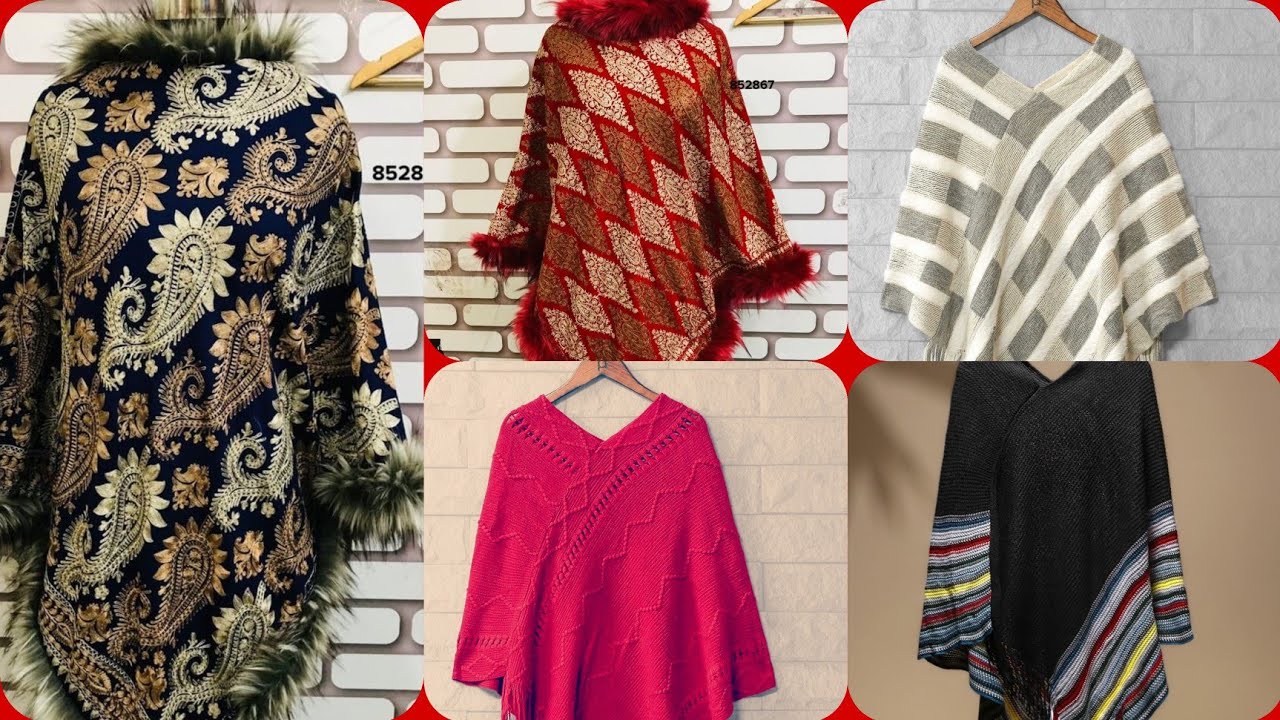 latest winter cape shawl design#beautiful poncho shwls|ladies cap shawl ...