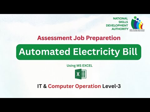 Excel Electricity Bill for IT Support & Computer Operation Level-3 | NSDA BTEB Assessment Tool