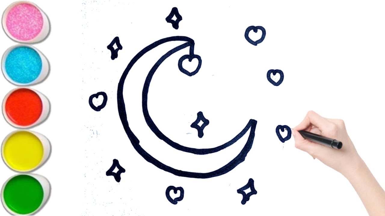How to draw a Cute Moon step by step I Moon drawing easy for kids - YouTube