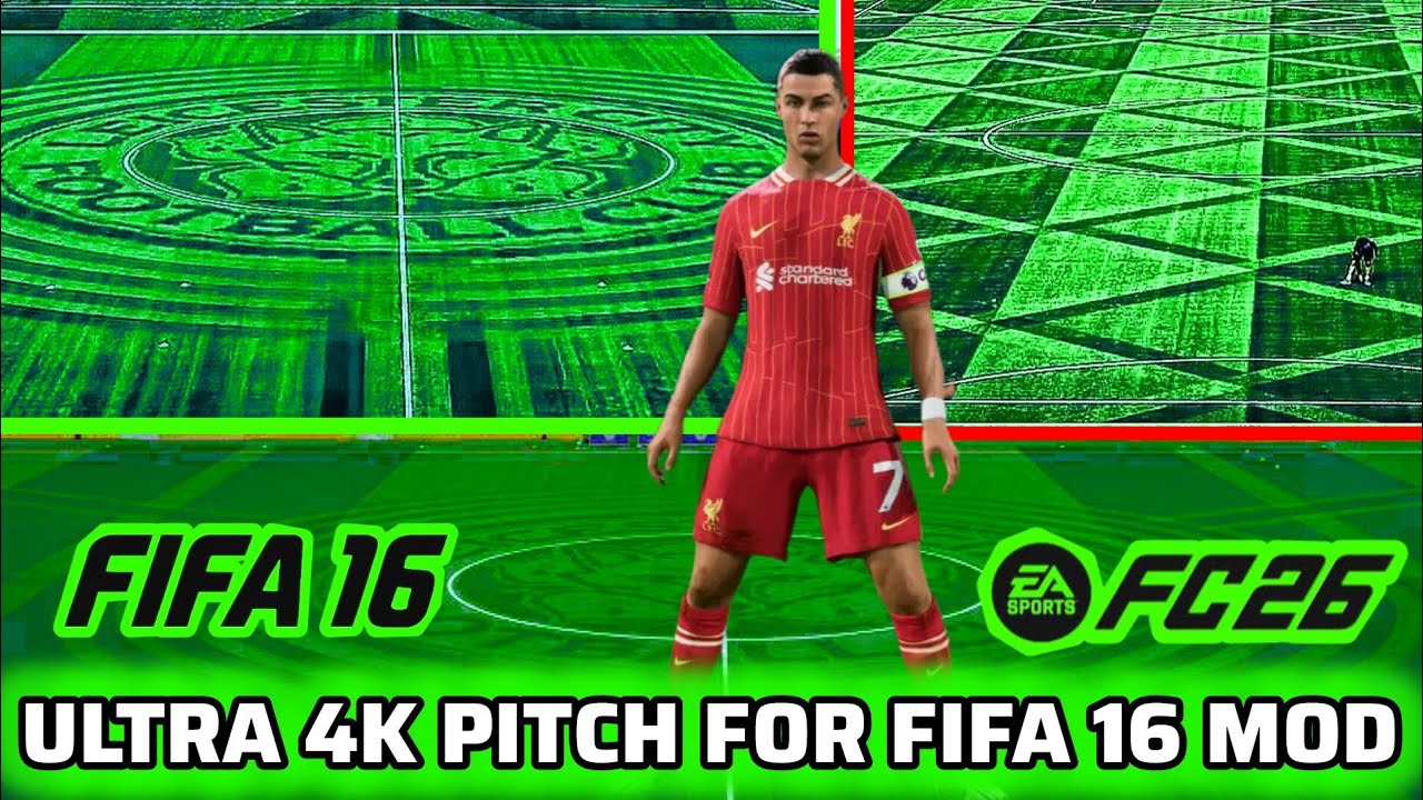 FIFA 16 MOD FC25 ( ULTIMATE 4K HIGH QUALITY PITCH) FIFA MOBILE - YouTube