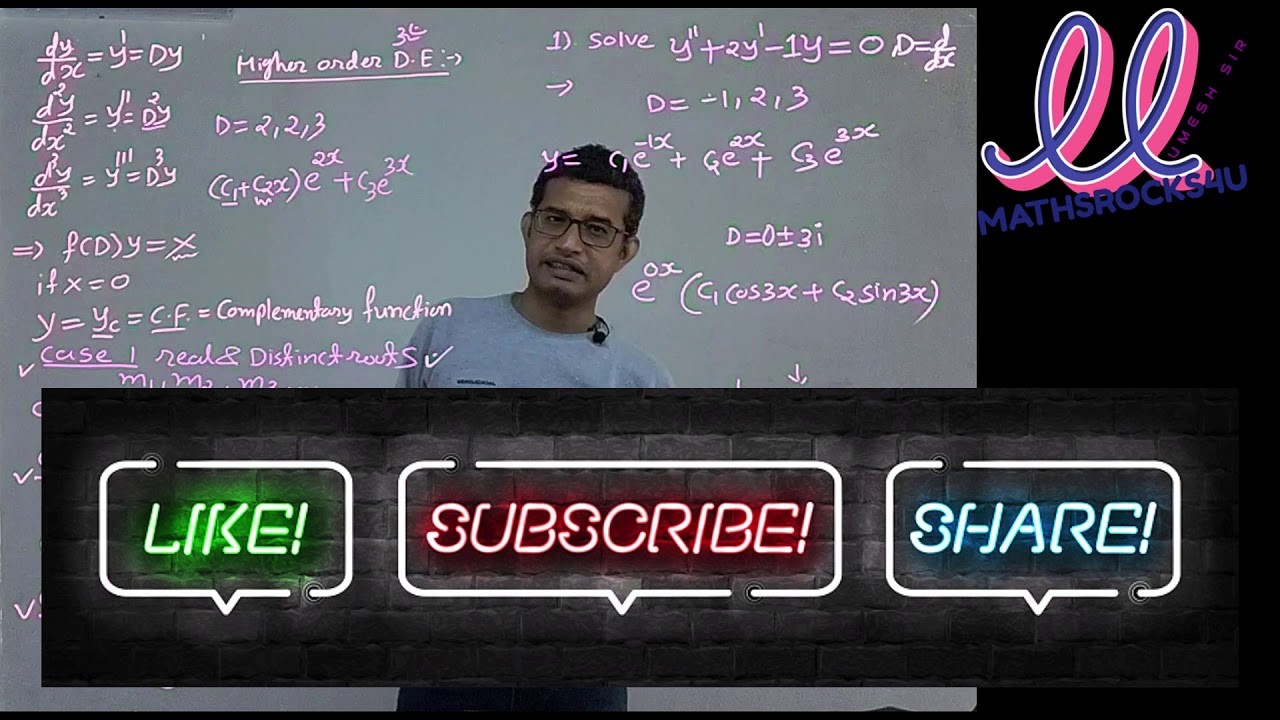 HIGHER ORDER DIFFERENTIAL EQUATION, COMPLEMENTARY FUNCTION PART 2 ...