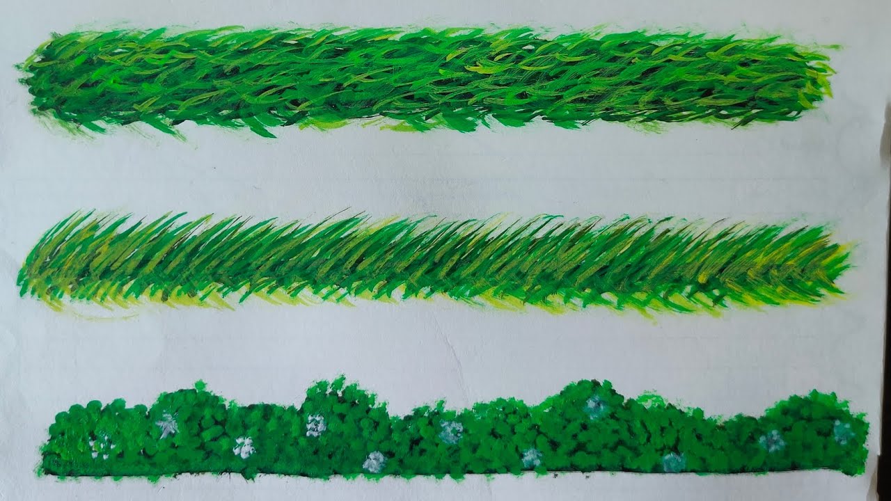 How to paint 3 different types of Grass in easy way। step by step। # ...