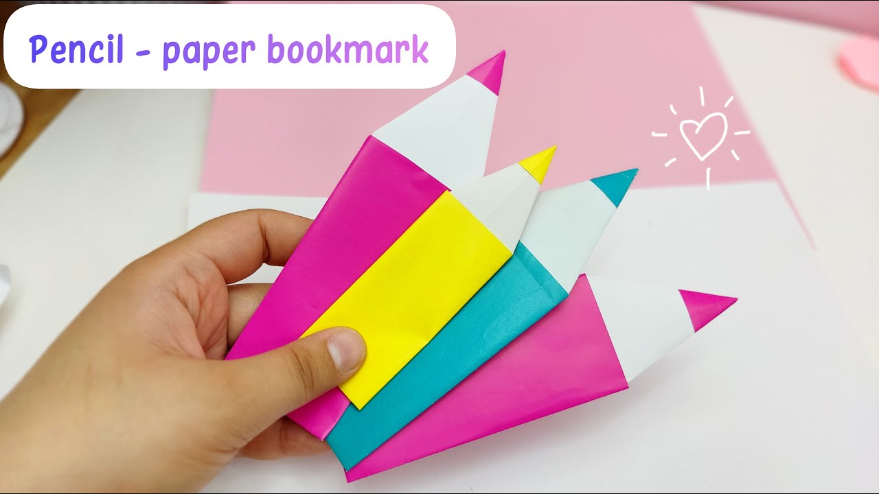 Easy Paper BOOKMARK / Easy Origami Bookmark - How to make a Pencil ...