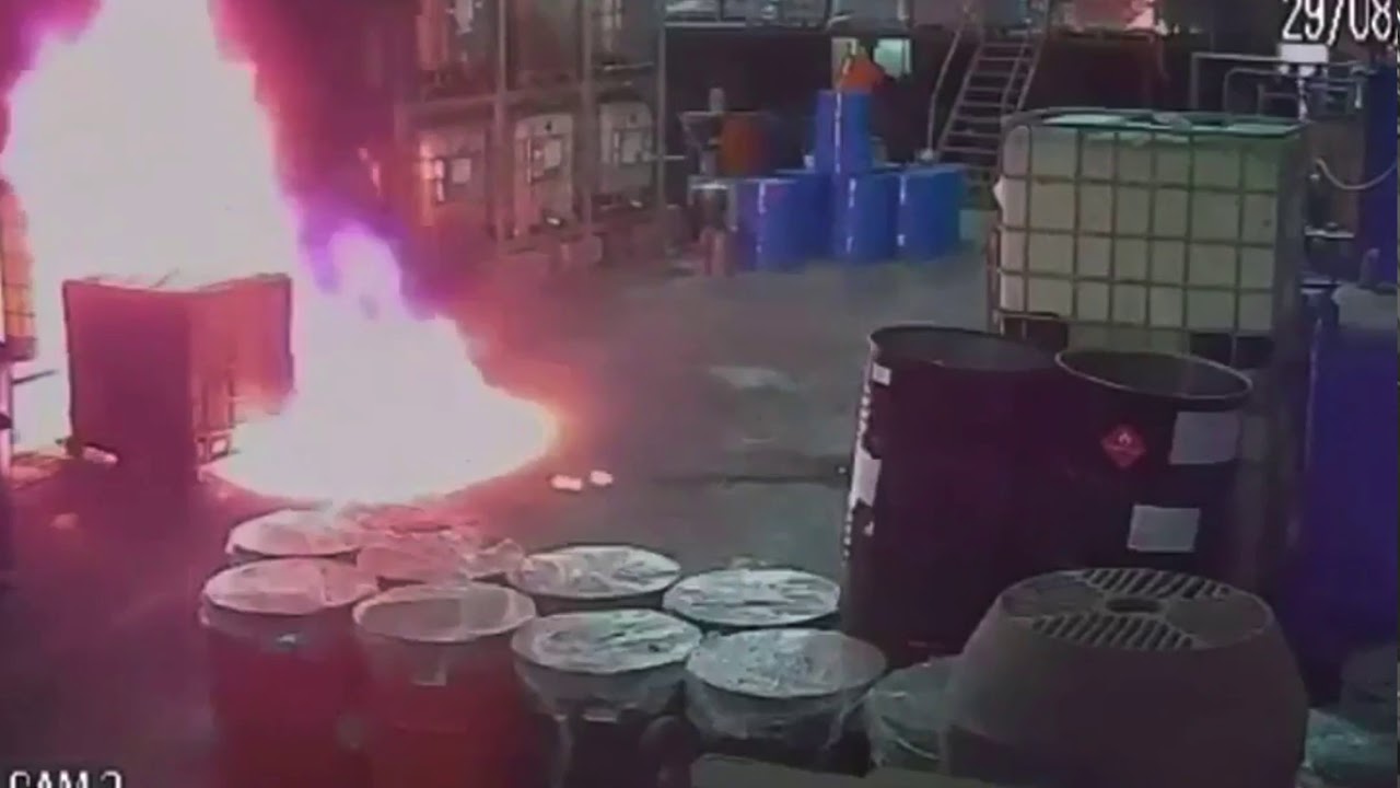 flammable liquids tote to tote gravity transfer static CAM3 - YouTube