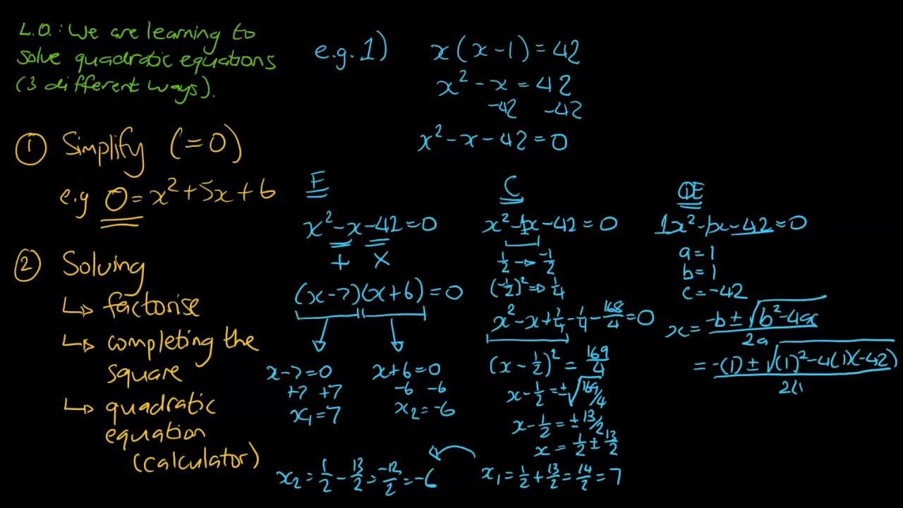Solving Quadratics? Three methods for you to use!! - YouTube