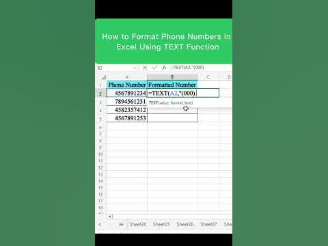 How to Format Phone Numbers in Excel Using TEXT Function #shorts - YouTube