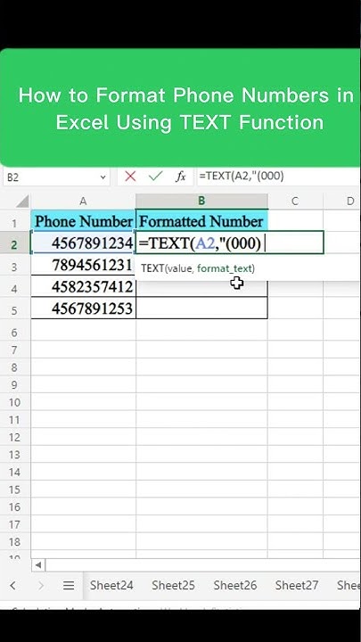 How to Format Phone Numbers in Excel Using TEXT Function #shorts - YouTube