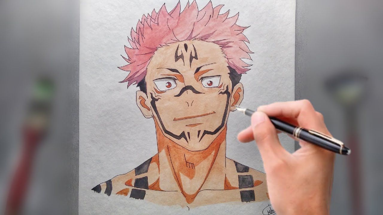 How to sukuna form Jujutsu Kaisen | Step by step anime painting - YouTube