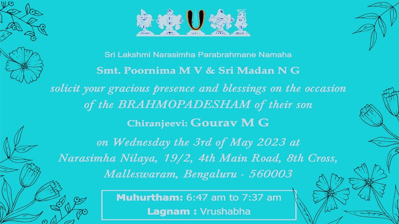 BRAHMOPADESHAM of Chi.Gourav M G - YouTube