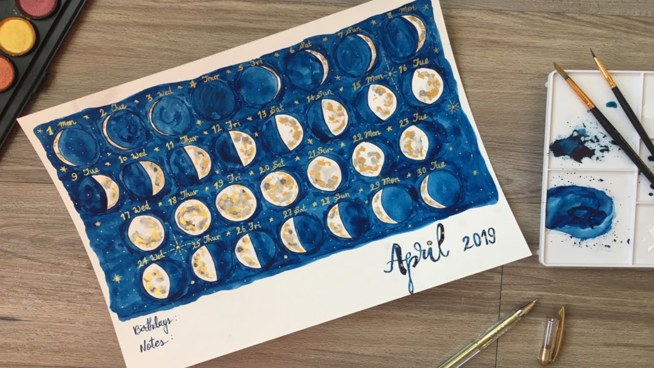 DIY lunar calendar april 2019 - YouTube