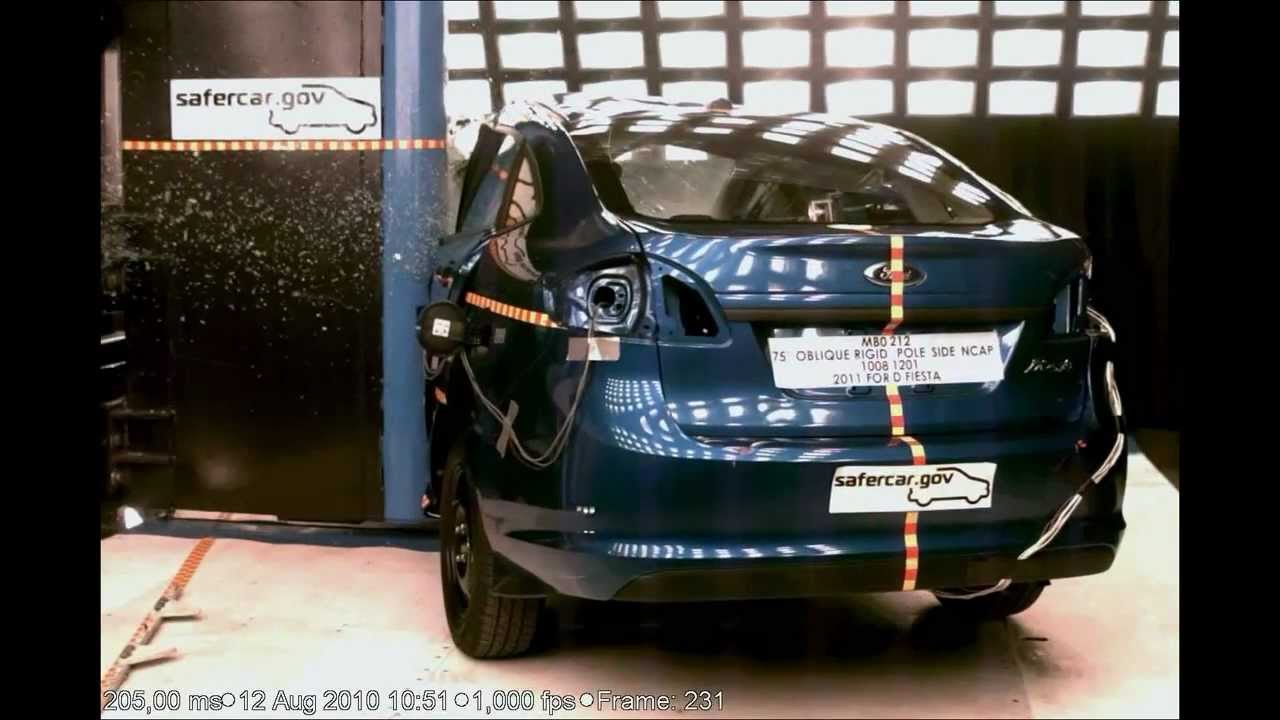 Ford Fiesta | 2011 | Pole Crash Test by NHTSA | CrashNet1 - YouTube