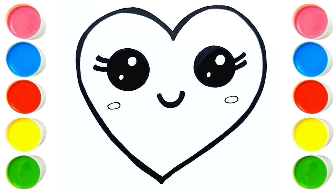 Cute Rainbow Heart Easy Drawing | Set Of 4 Easy Heart Drawing and ...